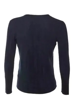 Hugo Boss Waffle-knit V-neck Long-sleeve T-shirt - Blue