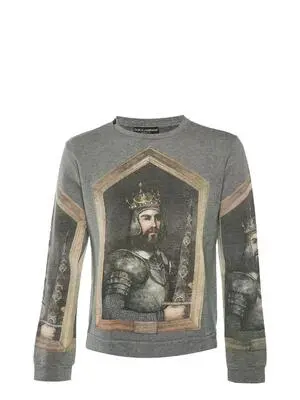 Dolce & Gabbana King Print Crewneck Sweatshirt - Grey