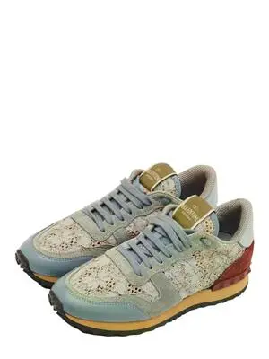 Valentino Garavani Rockrunner Lace-up Leather Sneakers - Blue