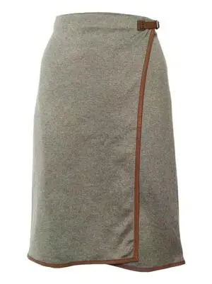 Polo Ralph Lauren Knitted Wrap Midi Skirt - Grey