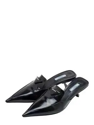 Prada Logo-plaque Mules - Black