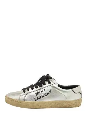 Saint Laurent Court Classic Leather Sneakers - Silver
