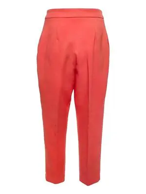Elisabetta Franchi Crepe Tapered Leg Trousers - Red