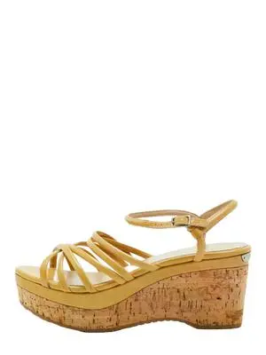 JIMMY CHOO Strappy Leather Platform Sandals - Neutrals