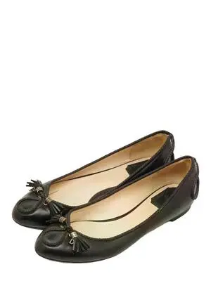 Dior Tassel Leather Ballet Flats - Black