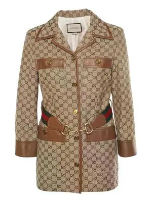 Gucci Gg Canvas Belted Coat - Neutrals