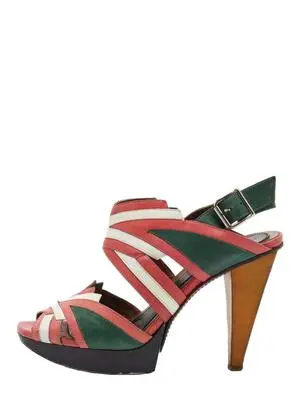 Marni Colorblock Platform Slingback Sandals - Red