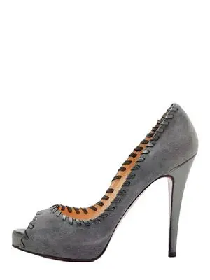 CHRISTIAN LOUBOUTIN Very Privé Whipstitch Peep Toe Platform Stiletto Pumps - Grey