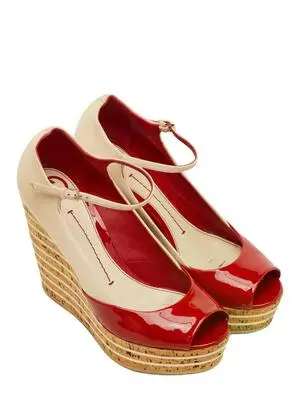 Gucci Mary Jane Wedge Peep-toe Pumps - Neutrals
