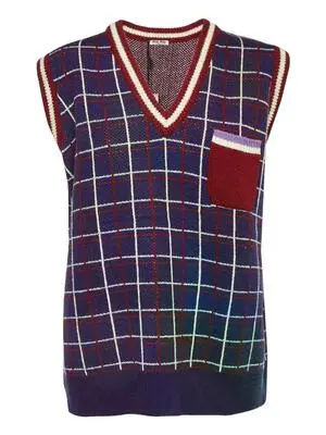 Miu Miu Virgin Wool Sleeveless Sweater - Blue