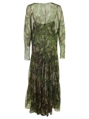 Saint Laurent Maxi Paisley-print Sheer Dress - Green