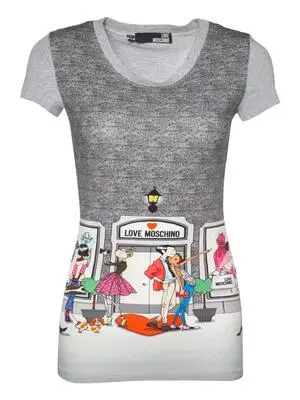 Moschino Printed Knit T-shirt - Grey