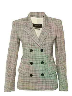 ISABEL MARANT VINTAGE Double-breasted Checked Blazer - Neutrals