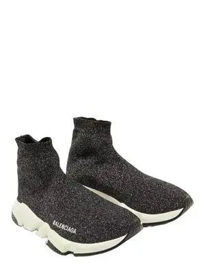 Balenciaga Metallic Knit Sock Sneakers - Black