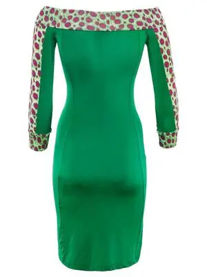 Just Cavalli Printed Off-shoulder Mini Dress - Green