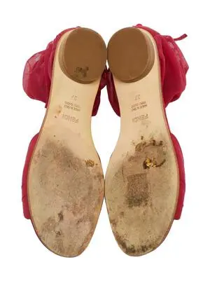 Fendi Mesh Suede Sandals - Red