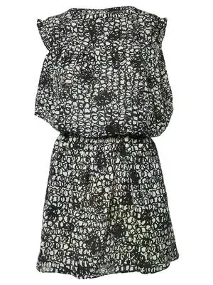 Balenciaga Abstract-print Silk Mini Dress - Black