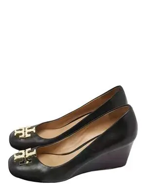 Tory Burch Leather Wedge Pumps - Black