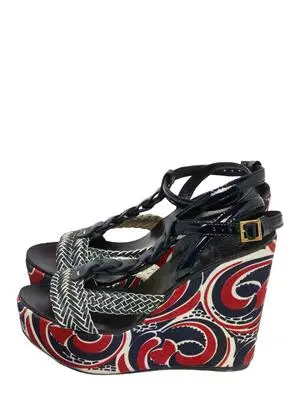 Tory Burch Braided Platform Wedge Sandals - Blue
