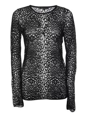 Maje Patterned Lace Long-sleeve T-shirt - Black