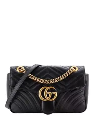 Gucci Gucci Matelassé Leather Small Flap Bag Black