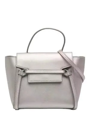 Celine Nano Laminated Calfskin Belt Bag Satchel - Silver
