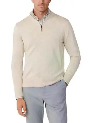 HACKETT LONDON Embroidered Quarter-zip Sweater - Neutrals
