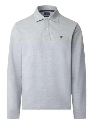 HACKETT LONDON Logo-embroidered Long-sleeve Polo Shirt - Grey