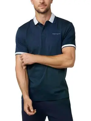 HACKETT LONDON Sleeve Club Tipping-detail Polo Shirt - Blue