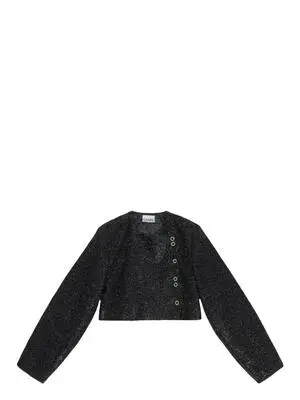 GANNI Cropped Jacket With Snap Closures - Black