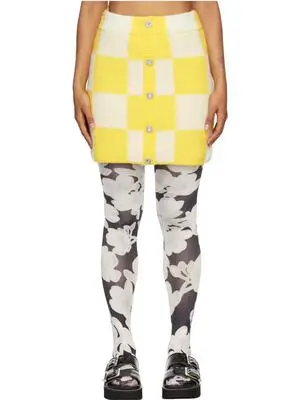 Stine Goya Checkered Ribbed Knit Mini Skirt - White