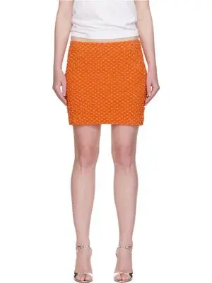Versace High Waist Embellished Mini Skirt - Orange