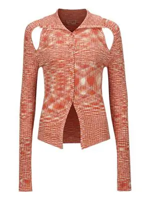 Andersson Bell Cut-out Ribbed Knit Cardigan - Orange