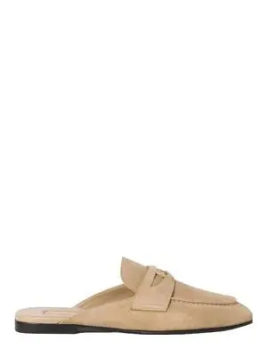 MIU MIU Miu Miu Suede Slippers With Embossed Logo Detail