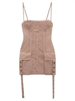 Blumarine Fitted Canvas Mini Dress With Pocket Detail - Nude