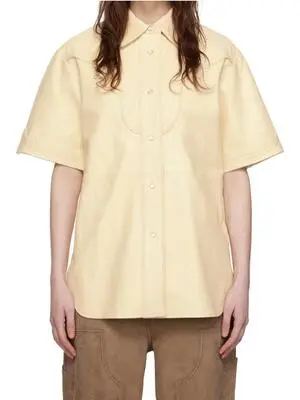 STAND STUDIO Short Sleeve Lapel Collar Shirt - Nude