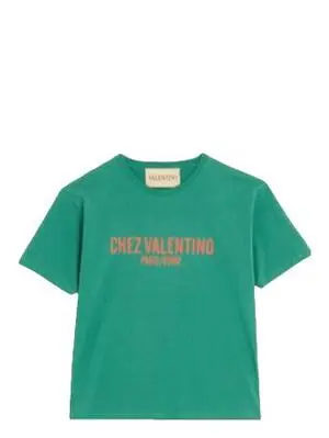 Valentino Garavani Cotton T-shirt With Chez Print - Green