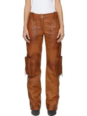 Blumarine Wide Leg Snap Belt Loop Pants - Brown