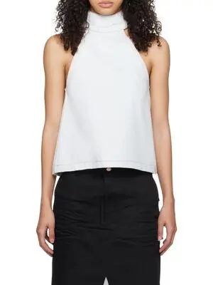 We11Done Sleeveless High Neck Vest With Contrast Stitching - White