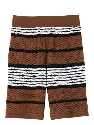 Burberry Striped Sports Nylon Mesh Knee-length Shorts - Brown