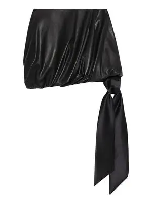 Helmut Lang Bubble Leather Miniskirt With Belted Detail - No