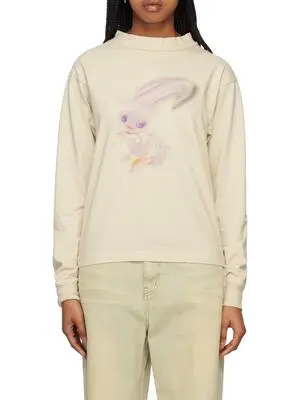 We11Done Graphic Print Cotton Sweatshirt - Nude