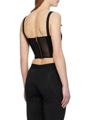 Versace Corset Tank Top With Buckle Straps - Black