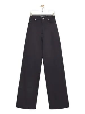 Loewe High-waisted Cotton Trousers - Black