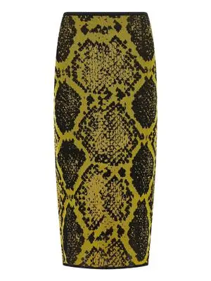 Attico Python Jacquard Sheath Skirt - Green