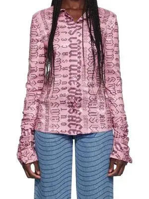 Versace Graphic Print Lapel Shirt - Pink
