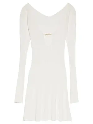 Jacquemus Long-sleeved Scalloped Mini Dress - White