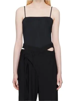 JADE CROPPER Black Open Back Square Neck Bodysuit - Dark Navy