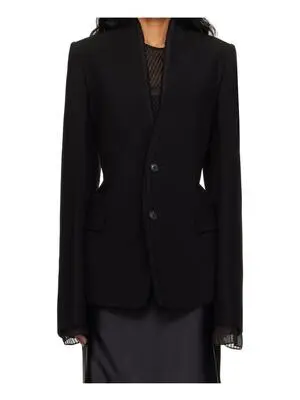 ANN DEMEULEMEESTER Sady Collarless Fitted Blazer - Black