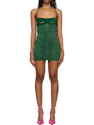 MUGLER Cut-out Detail Ruched Mini Dress - Brown